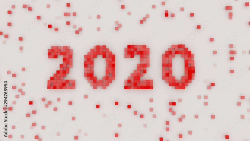 Vídeo do Stock: Red text 2020 in pixel art. Happy New year greetings ...