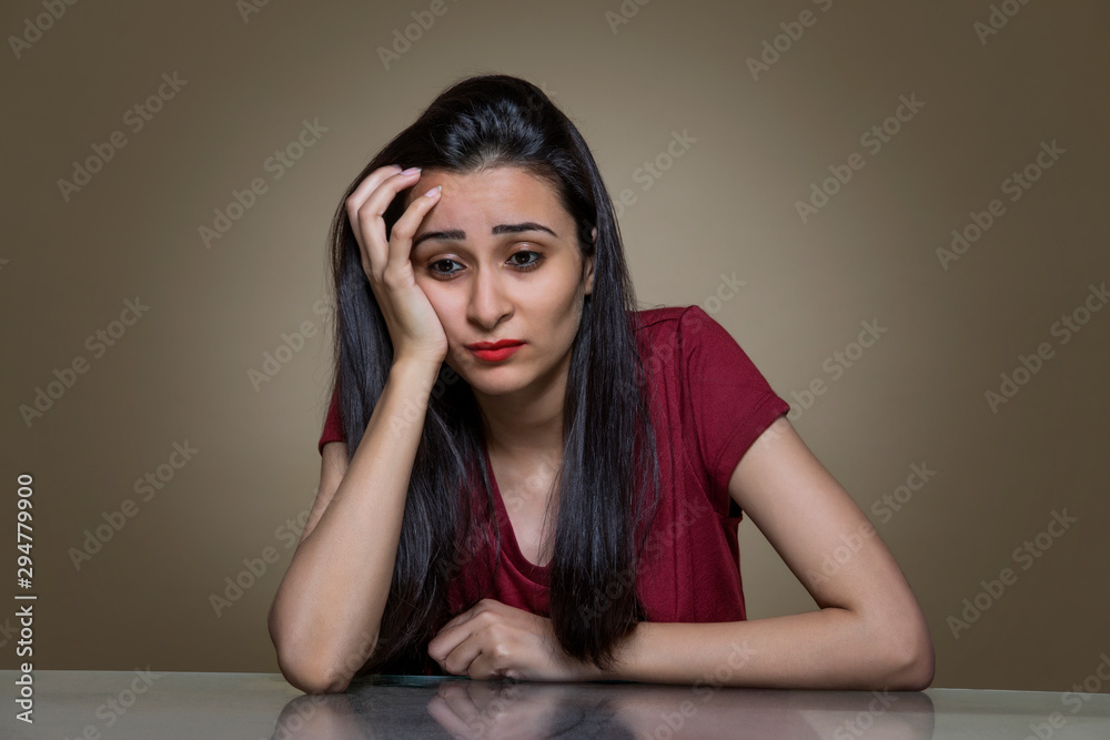 sad girl thinking at home Stock Photo | Adobe Stock