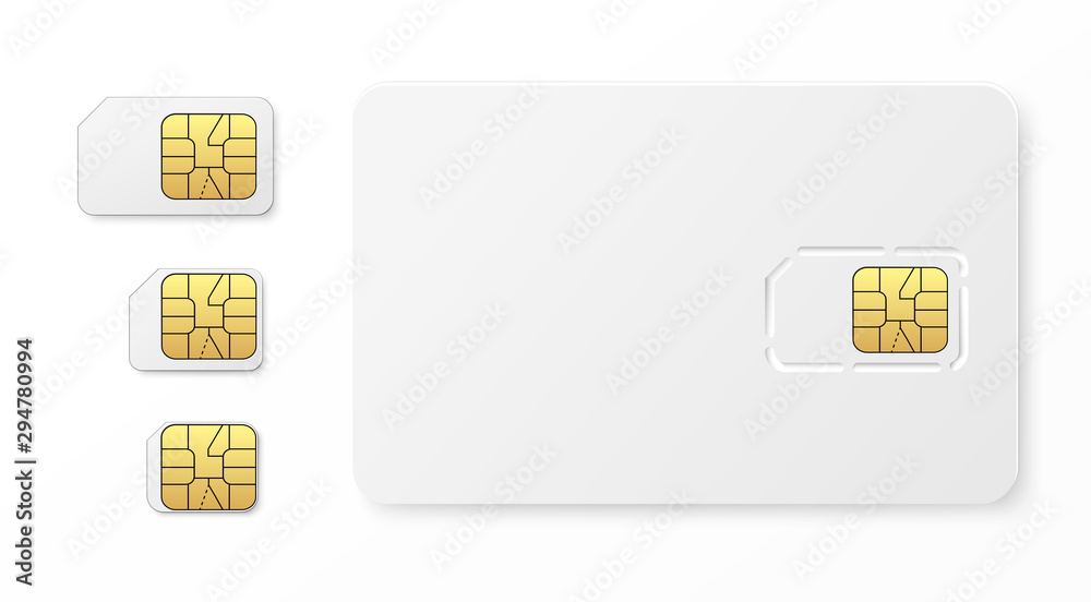 Realistic sim cards set Stock Vector | Adobe Stock