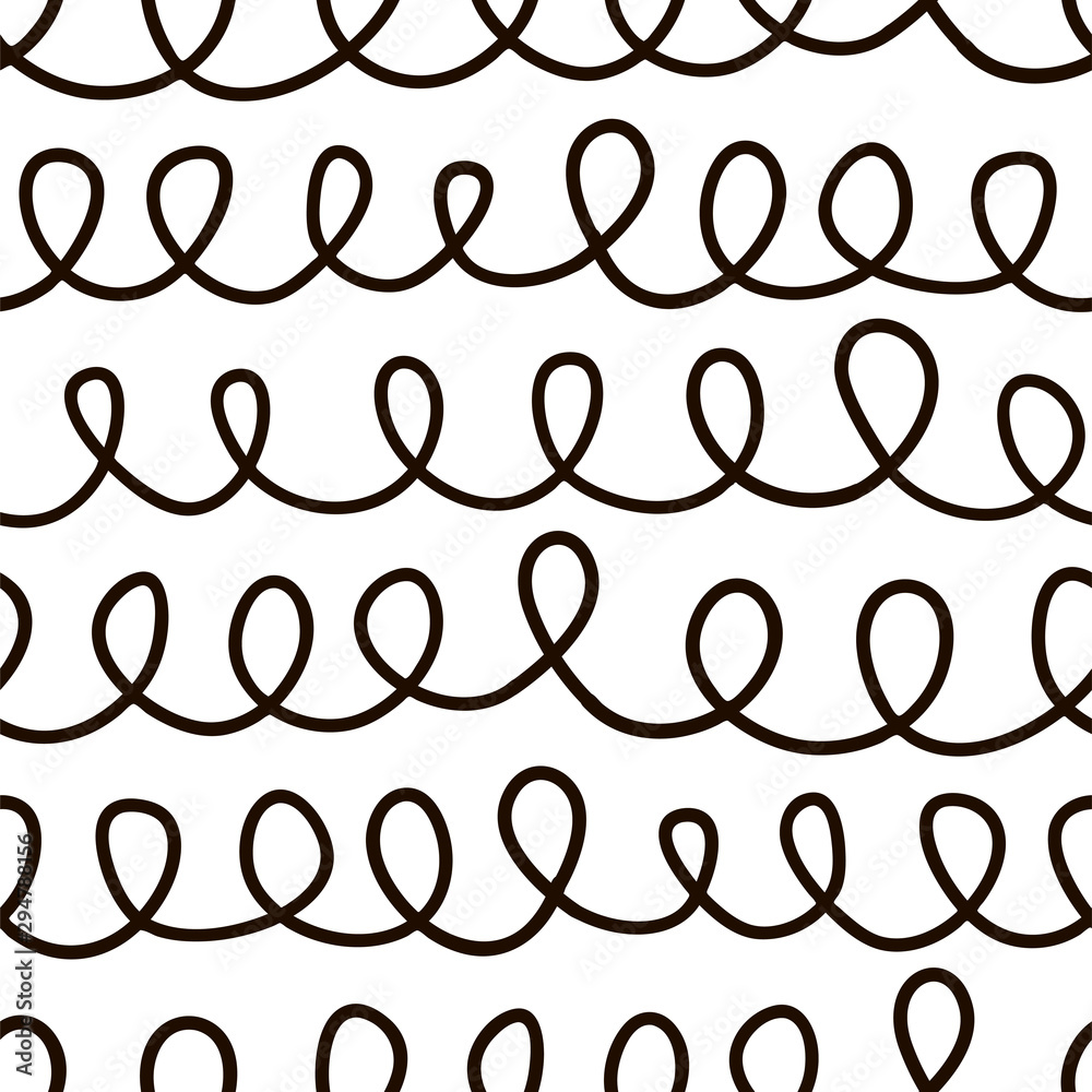 Squiggle hand drawn seamless pattern. Charcoal scribble line doodle ...