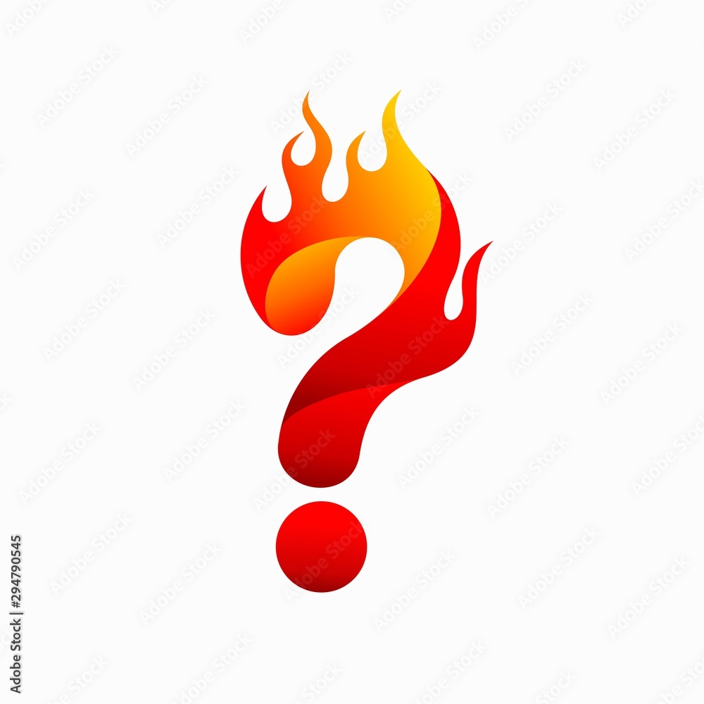 question mark logo with fire concept Stock Vector | Adobe Stock