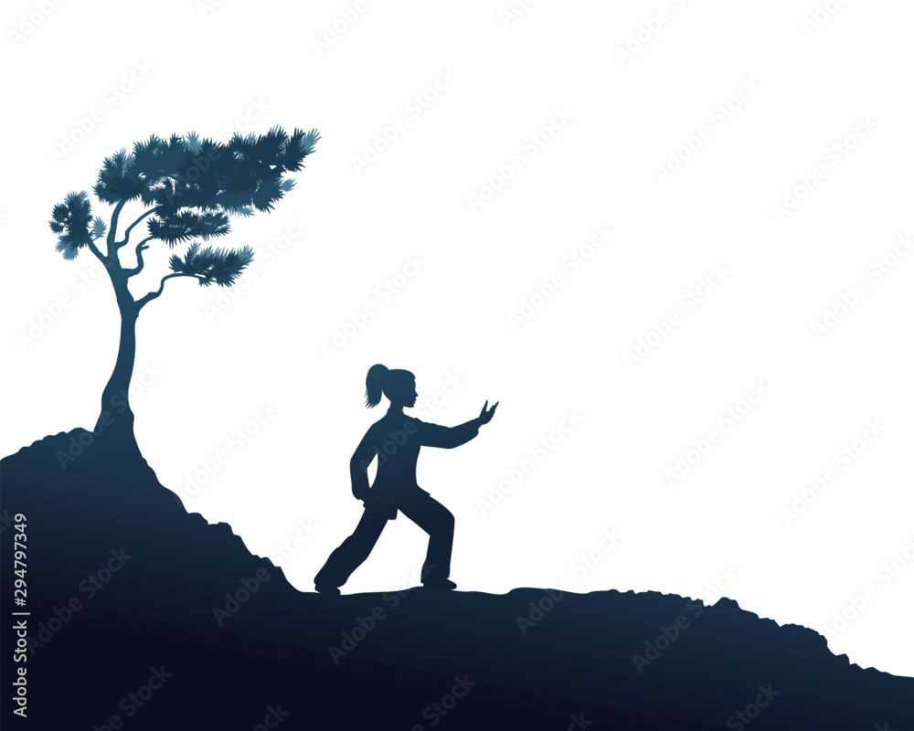 Vector outline illustration of Tai Chi Stock Vector | Adobe Stock