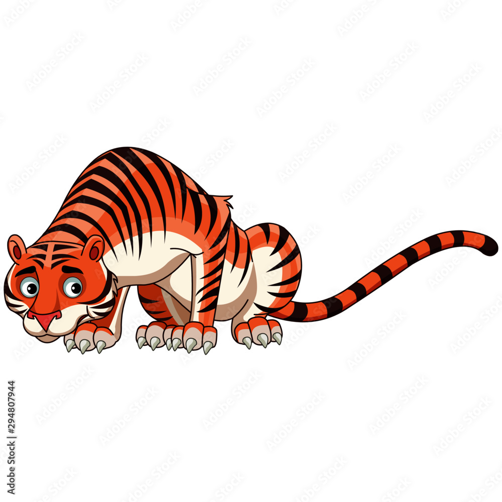 Scared Tiger - Cartoon Vector Image Stock Vector | Adobe Stock