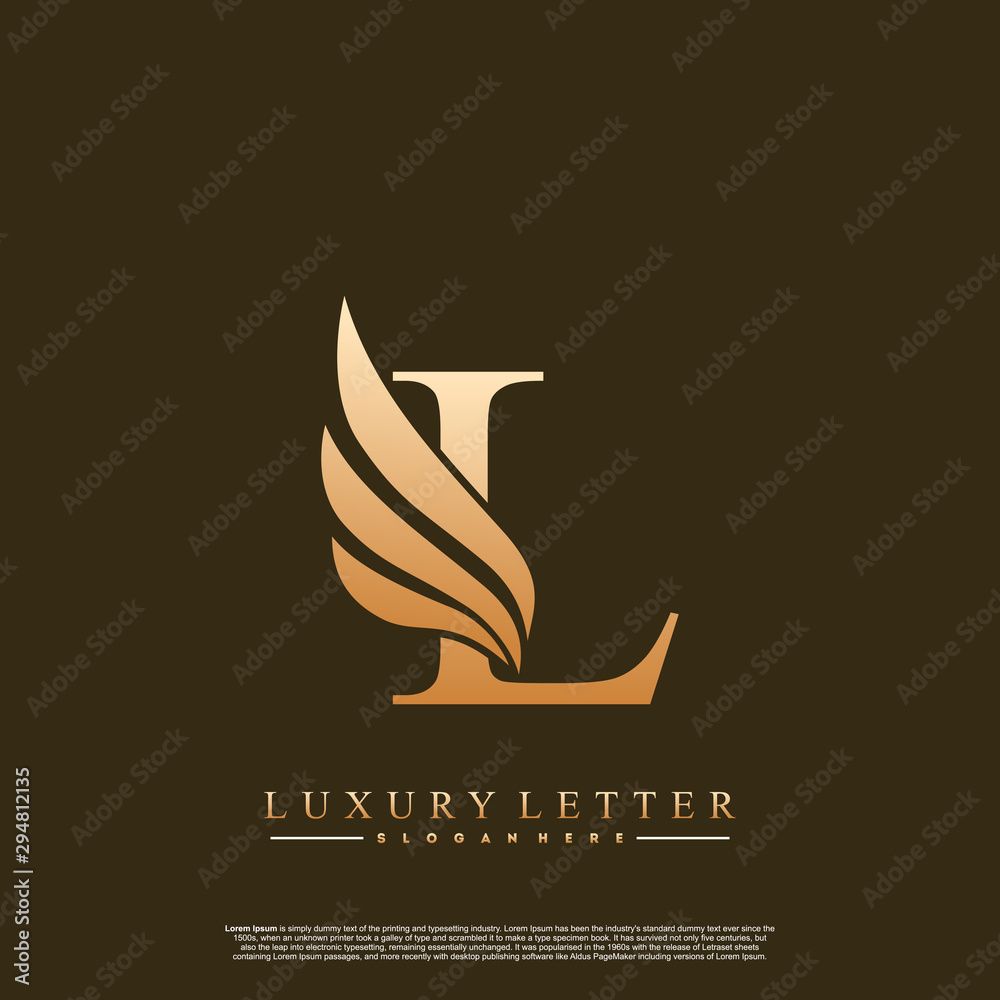Initial letter L Logo and wing symbol. Wings design element vector ...