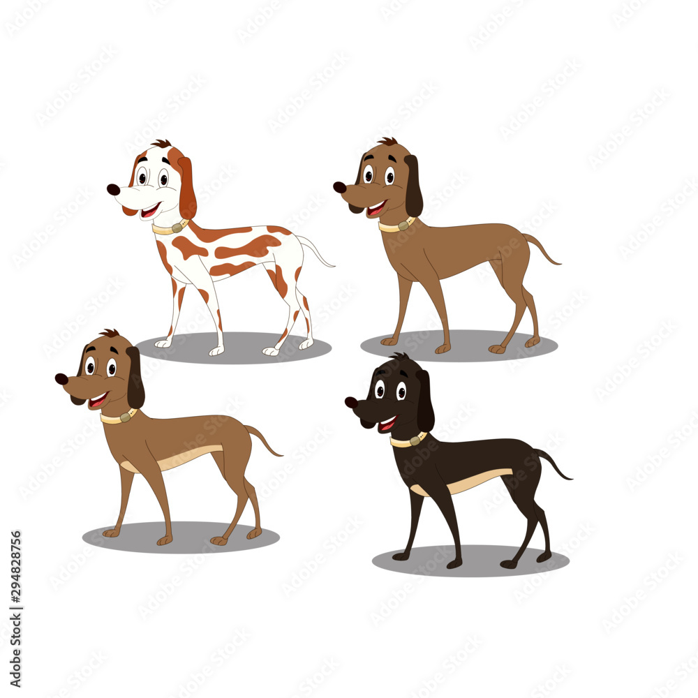 Four Different Dogs - Cartoon Vector Image Stock Vector | Adobe Stock