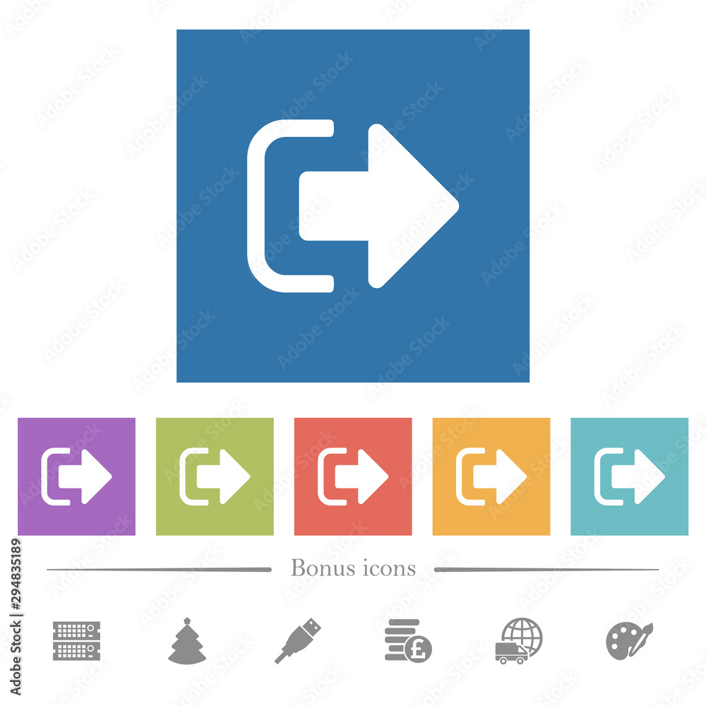 Sign out flat white icons in square backgrounds Stock Vector | Adobe Stock