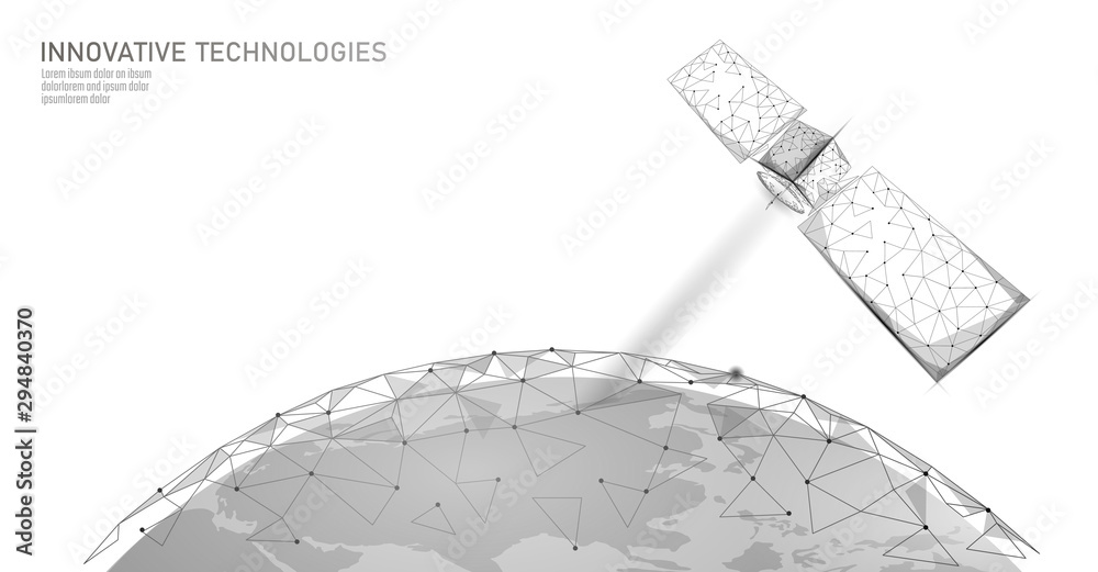 Telecommunication defense satellite in space. Orbital sputnik receiver ...