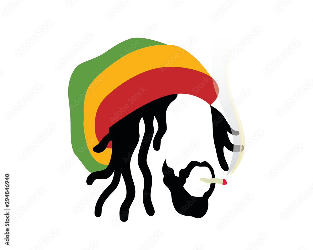 Rastafarian Symbol with a Man Smoking Weed Illustration Stock Vector ...