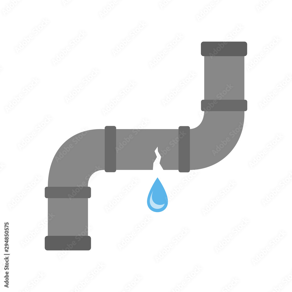Broken pipe with leaking water Stock Vector | Adobe Stock