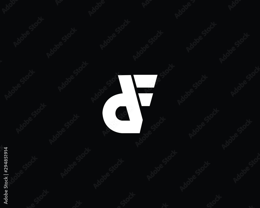 Trendy and Minimalist Letter DF Logo Design in Black and White Color ...