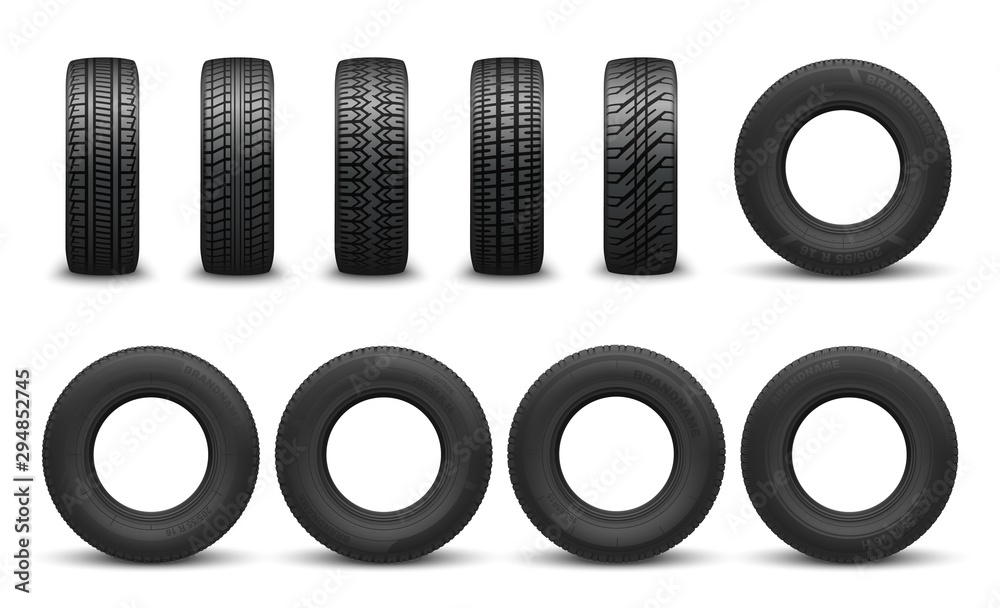 Types of tire with different tread patterns Stock Vector | Adobe Stock