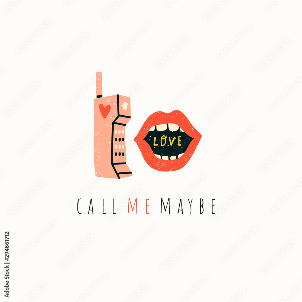 Call me maybe. Love, romance, affair, relationship theme. Heart ...