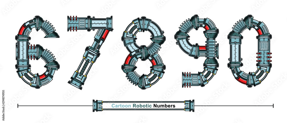 Numbers Typography Font Robotic style in a set 67890 Stock Vector ...