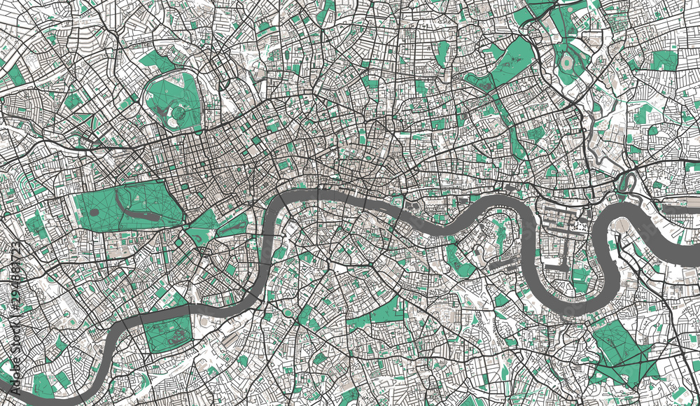 Detailed Map of London, UK Stock Vector | Adobe Stock