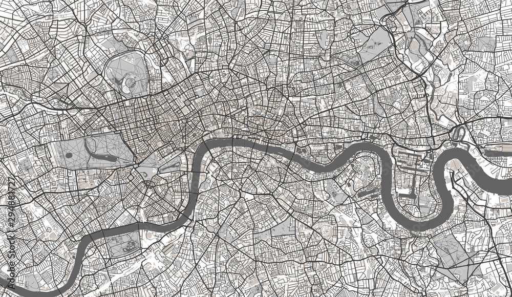 Detailed Map of London, UK Stock Vector | Adobe Stock