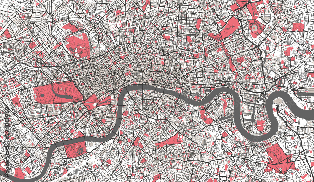 Detailed Map of London, UK Stock Vector | Adobe Stock