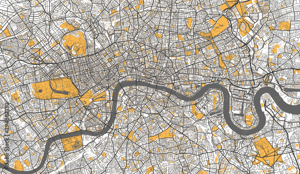Detailed Map of London, UK Stock Vector | Adobe Stock