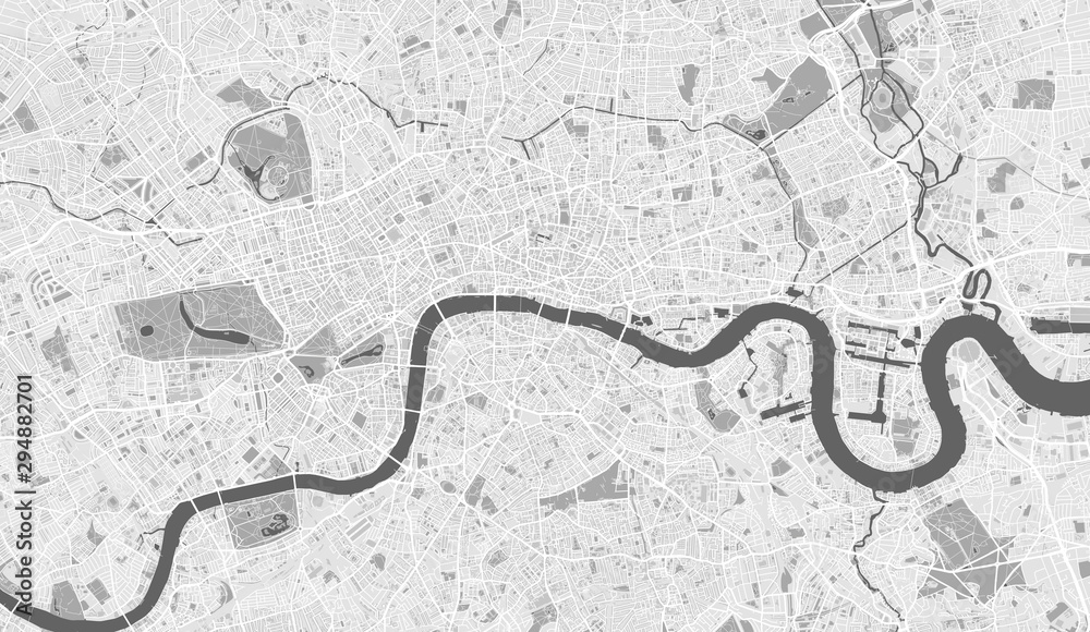 Neutral, Detailed Map of London, UK Stock Vector | Adobe Stock