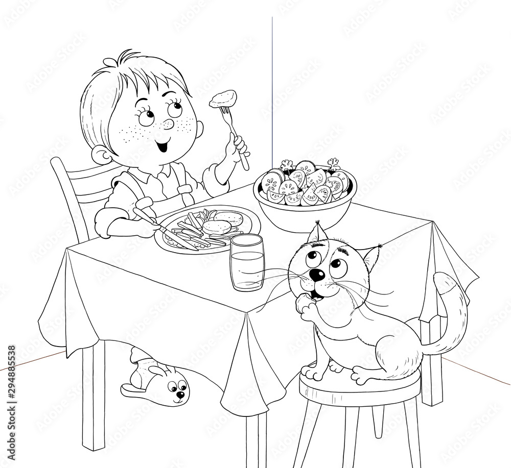 My day. Schedule. Cute little boy's day. Coloring book. Coloring page ...