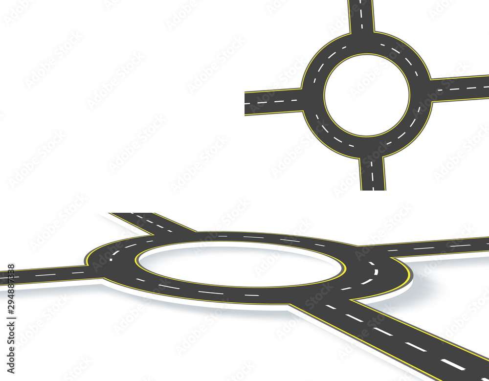 Vektorová grafika „Road, highway, roundabout, top view and perspective ...