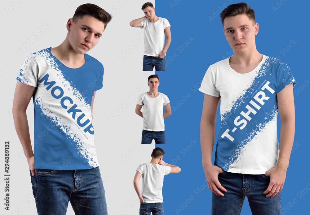 Round Neck T-Shirt Mockup Set Stock Template | Adobe Stock