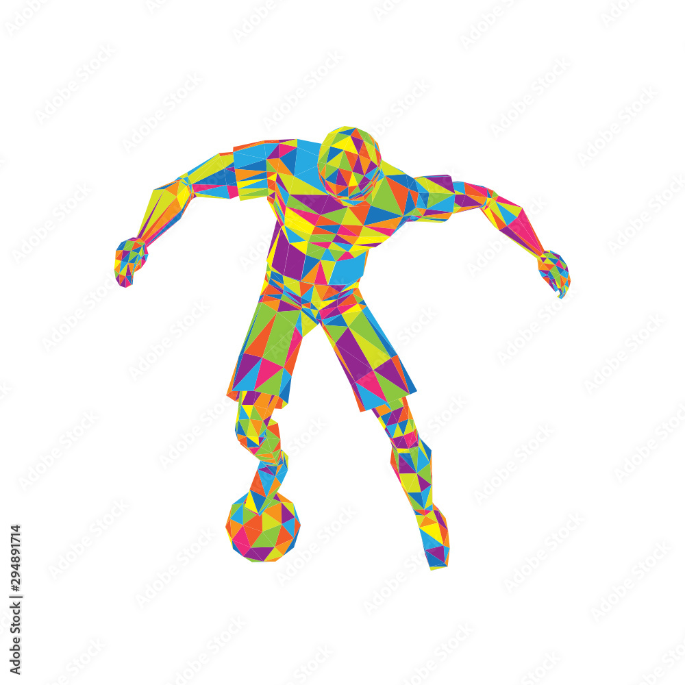 Soccer Player vector football sport triangulation isolated pose Stock ...