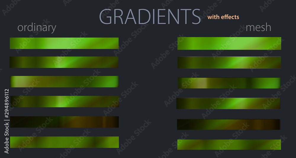 Green gradients. Set or palette. Mesh and regular gradients. Natural ...