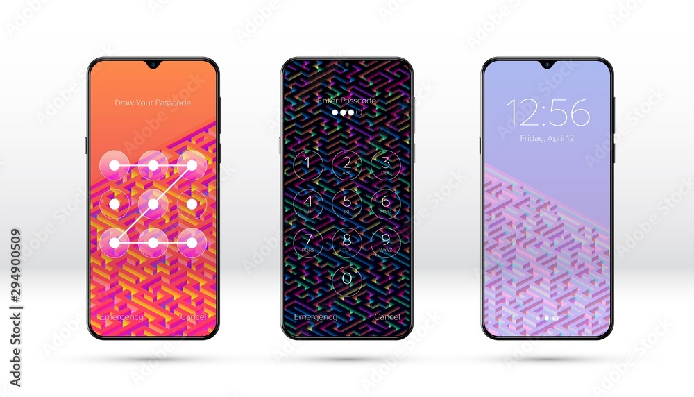 Smartphone lock screen background with abstract maze or labyrinth ...