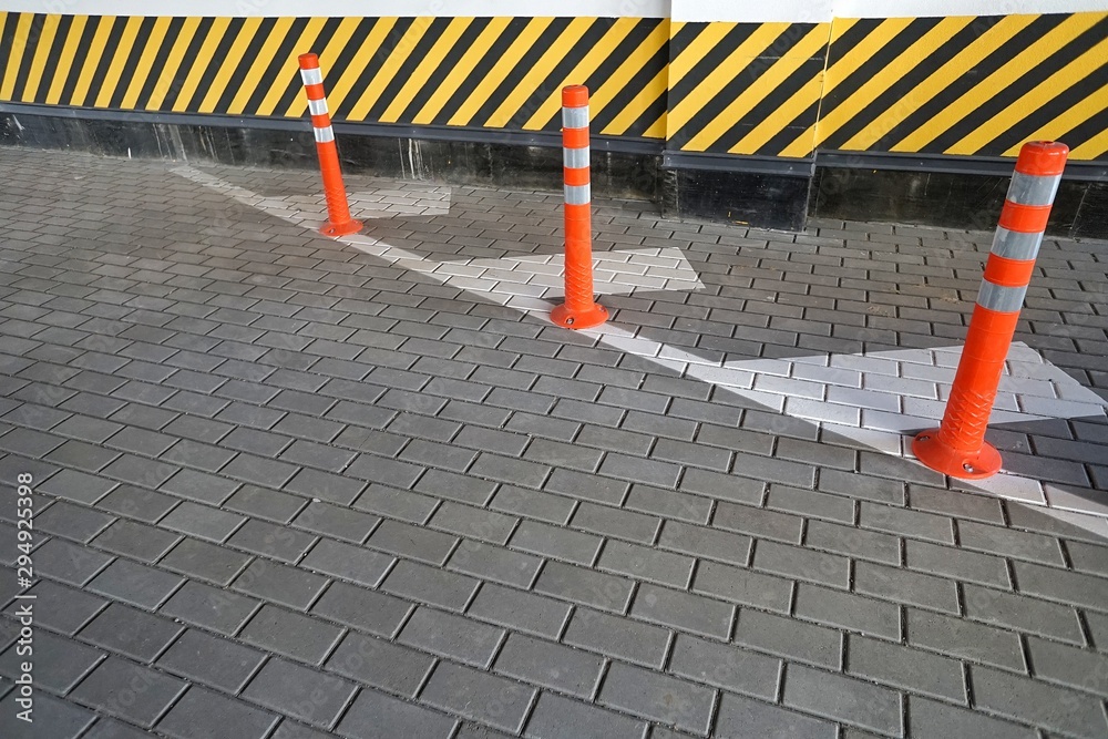 multi-level parking with bright markings in the daytime with empty ...