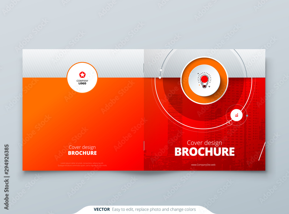 Square Cover template. Square Red template for brochure, banner ...