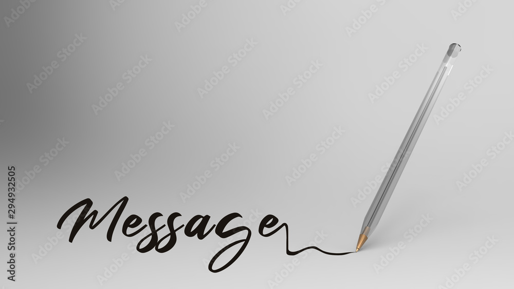 Message - word written with calligraphy with Transparent plastic ball ...