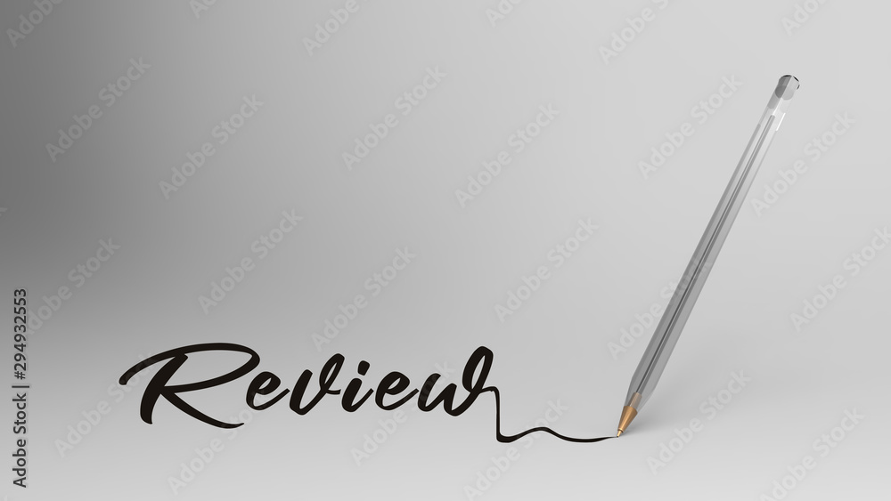 Review word written with calligraphy with Transparent plastic ball pen ...