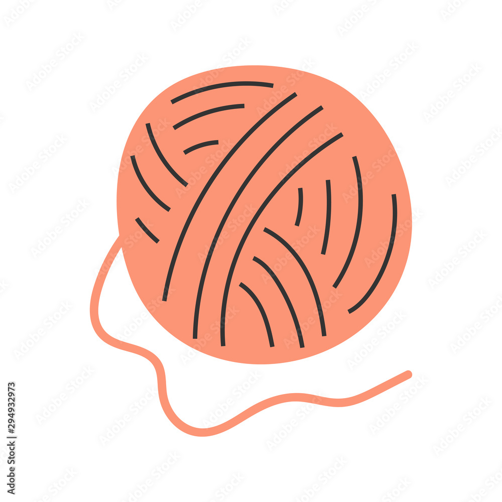 Simple hand drawn illustration of ball of yarn for knitting, seasonal ...