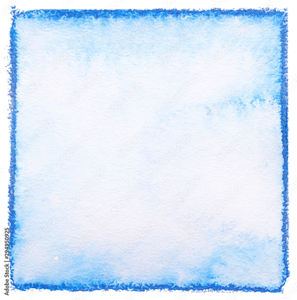 watercolor square blue with saturated edges. background for design with ...