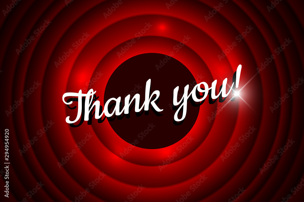 Thank you handwrite title on movie ending red circle waves screen ...