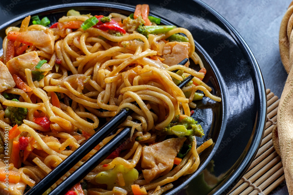 Chinese Chicken Chow Mein Stock Photo | Adobe Stock
