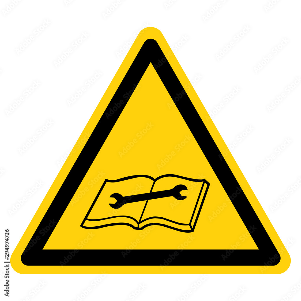 Warning Read Technical Manual Symbol Sign,Vector Illustration, Isolated ...