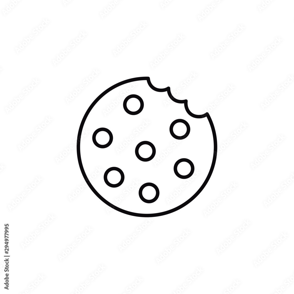 bitten cookie sweet and candies icon line Stock Vector | Adobe Stock