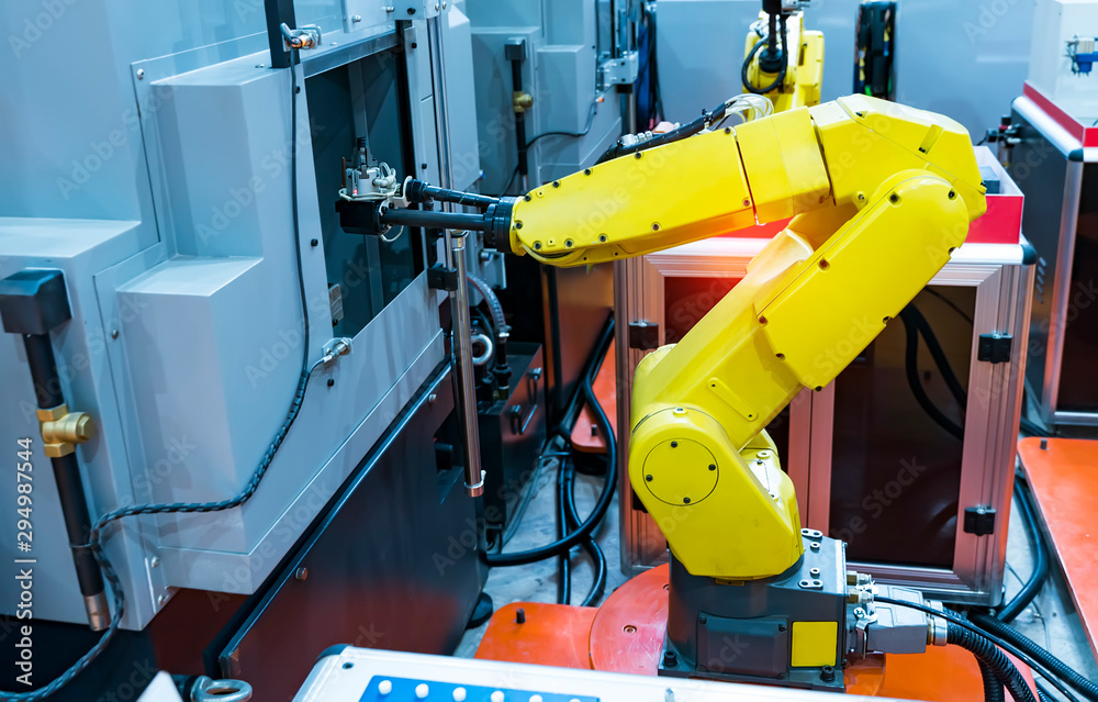 Automation system control application on automate robot arm in smart ...