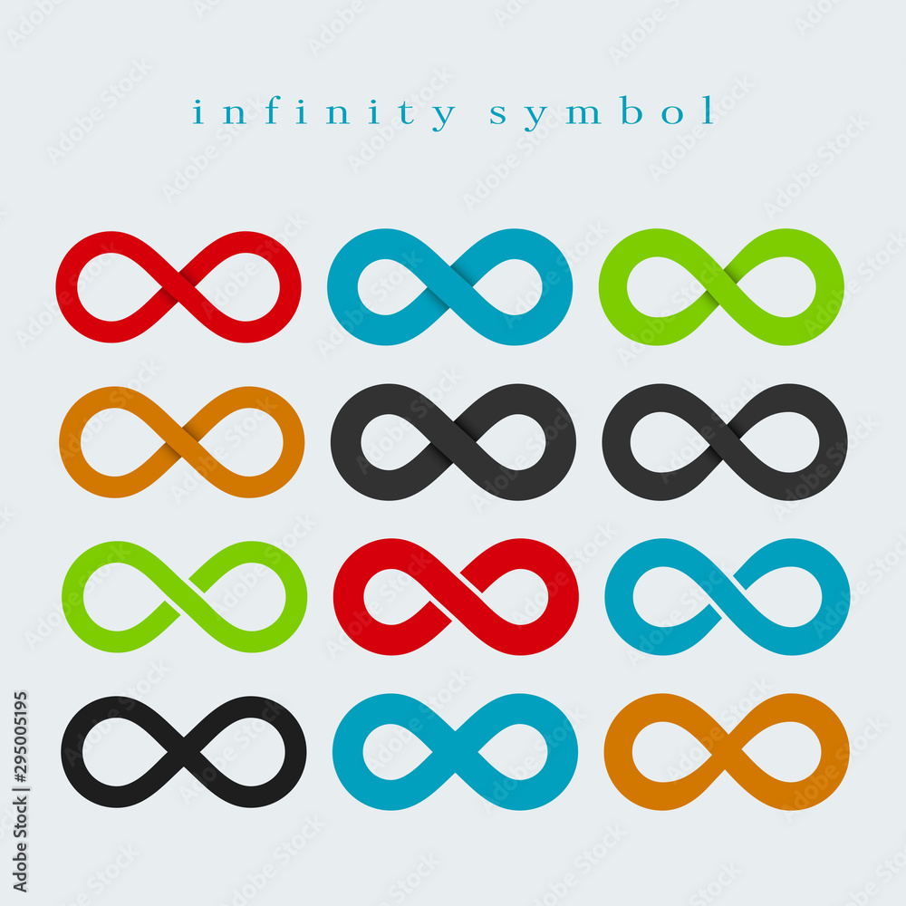 Symbol of Infinity. Set of Different Color Symbols on a Light ...