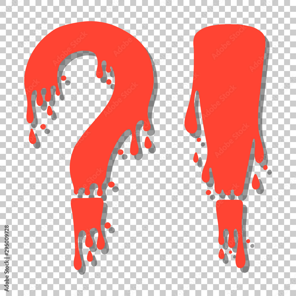 Question mark and exclamation punctuation point set. Liquid dripping ...