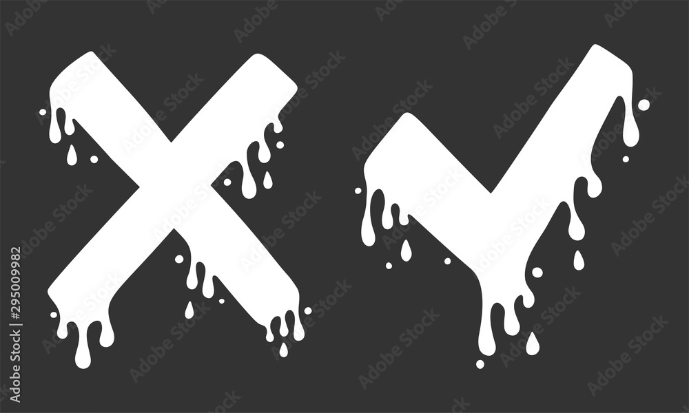 Cross and check marks, X and V icons. No and Yes symbols, vote and ...