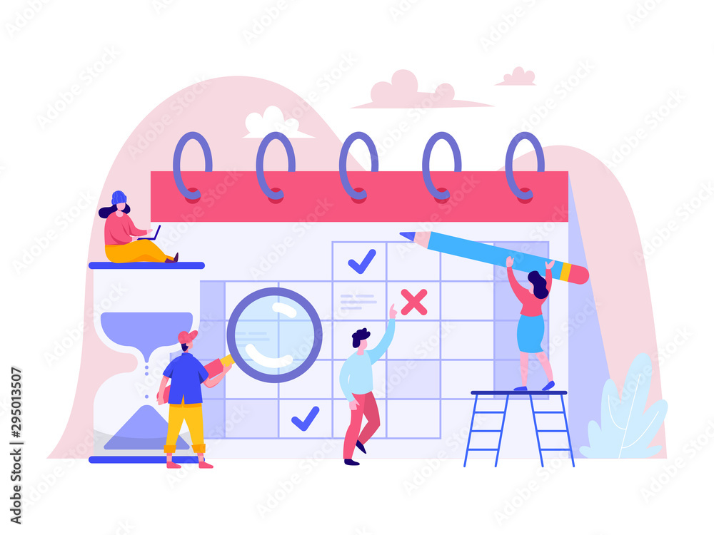 Schedule Planning Concept. Flat vector illustration on White Background ...