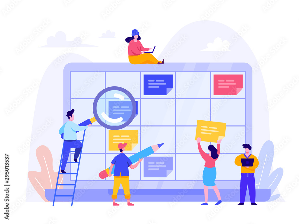 Schedule Planning Concept. Flat vector illustration on White Background ...