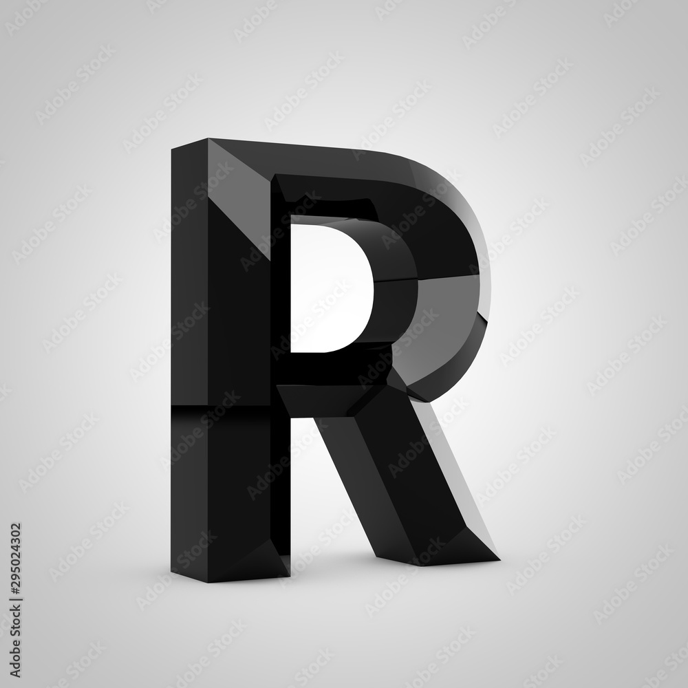 Black glossy chiseled letter R uppercase Stock Illustration | Adobe Stock