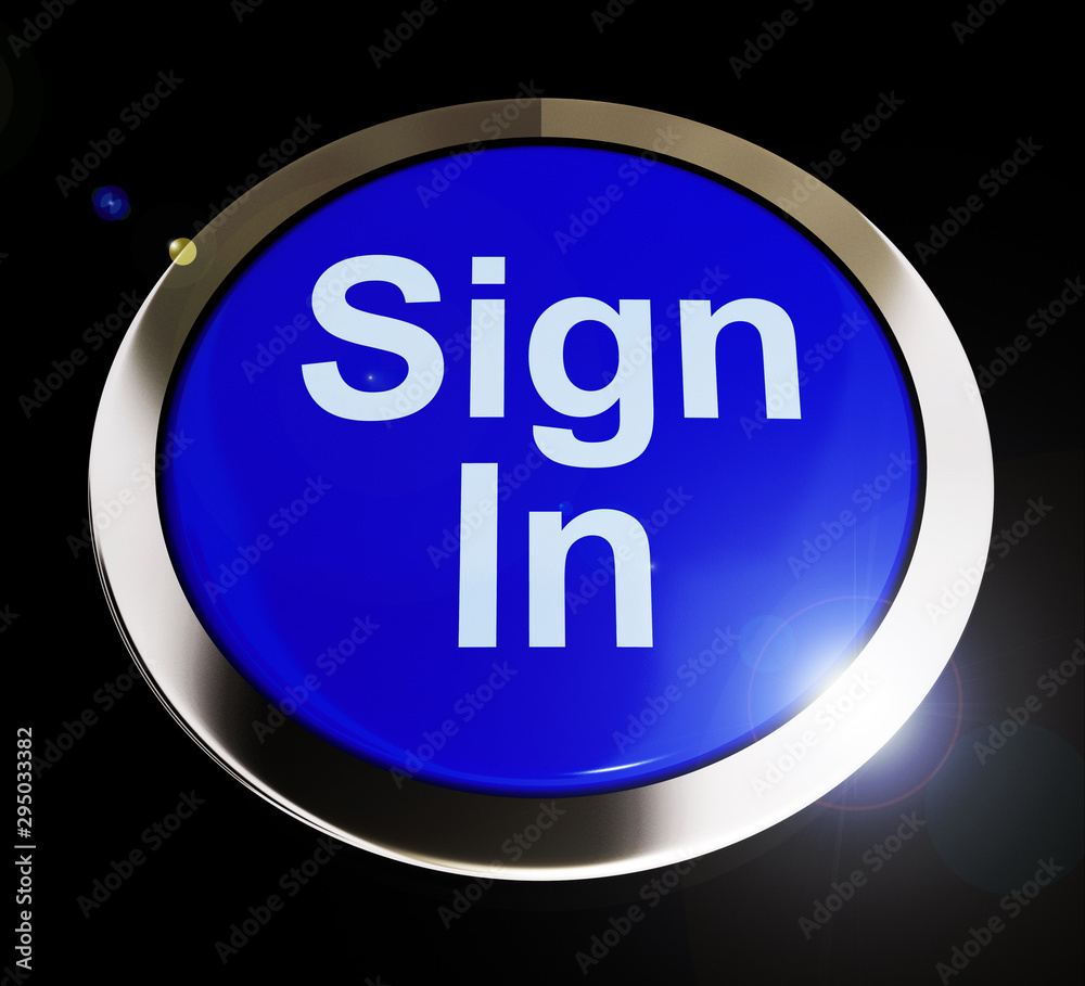 Sign in button means to get access on the internet using security - 3d ...