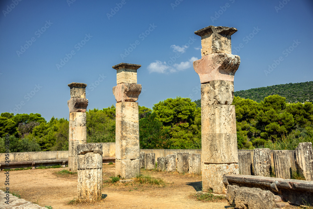 Impressions of the ruins at the Epidaurus in Greece. Epidaurus is a ...