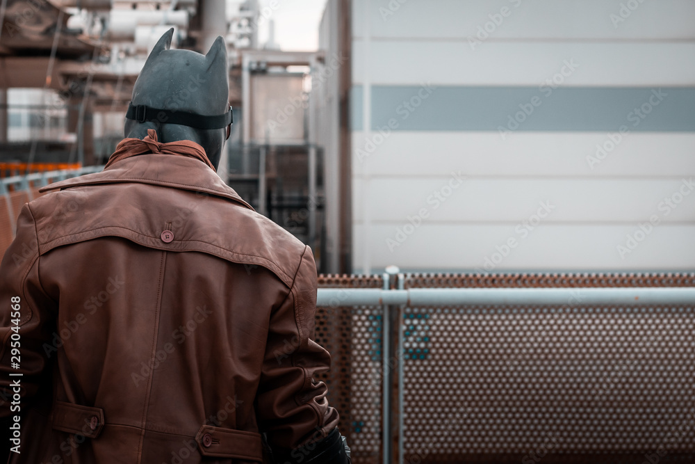 Batman walking the city with his desert outfit. Cinematic shot ...