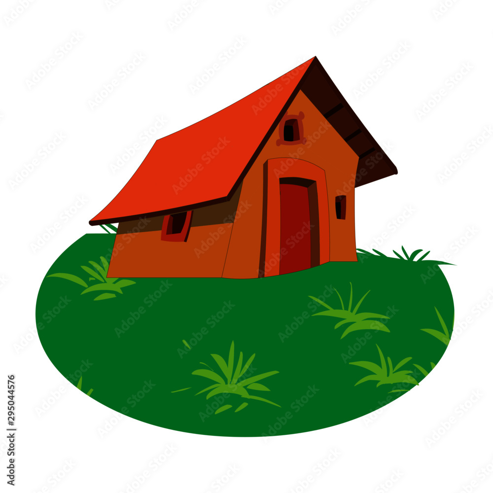 Brown House Front Yard - Cartoon Vector Image Stock Vector | Adobe Stock