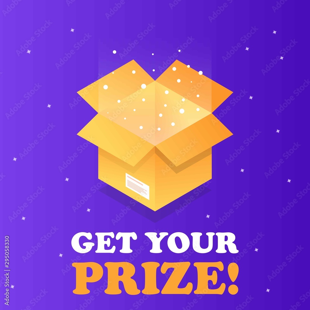 Get your prize, reward isometric vector illustration web banner. Funny ...
